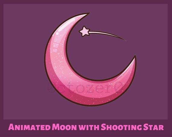 Cute Animated Moon With Shooting Star Pink Lunar Moon Twitch - Etsy