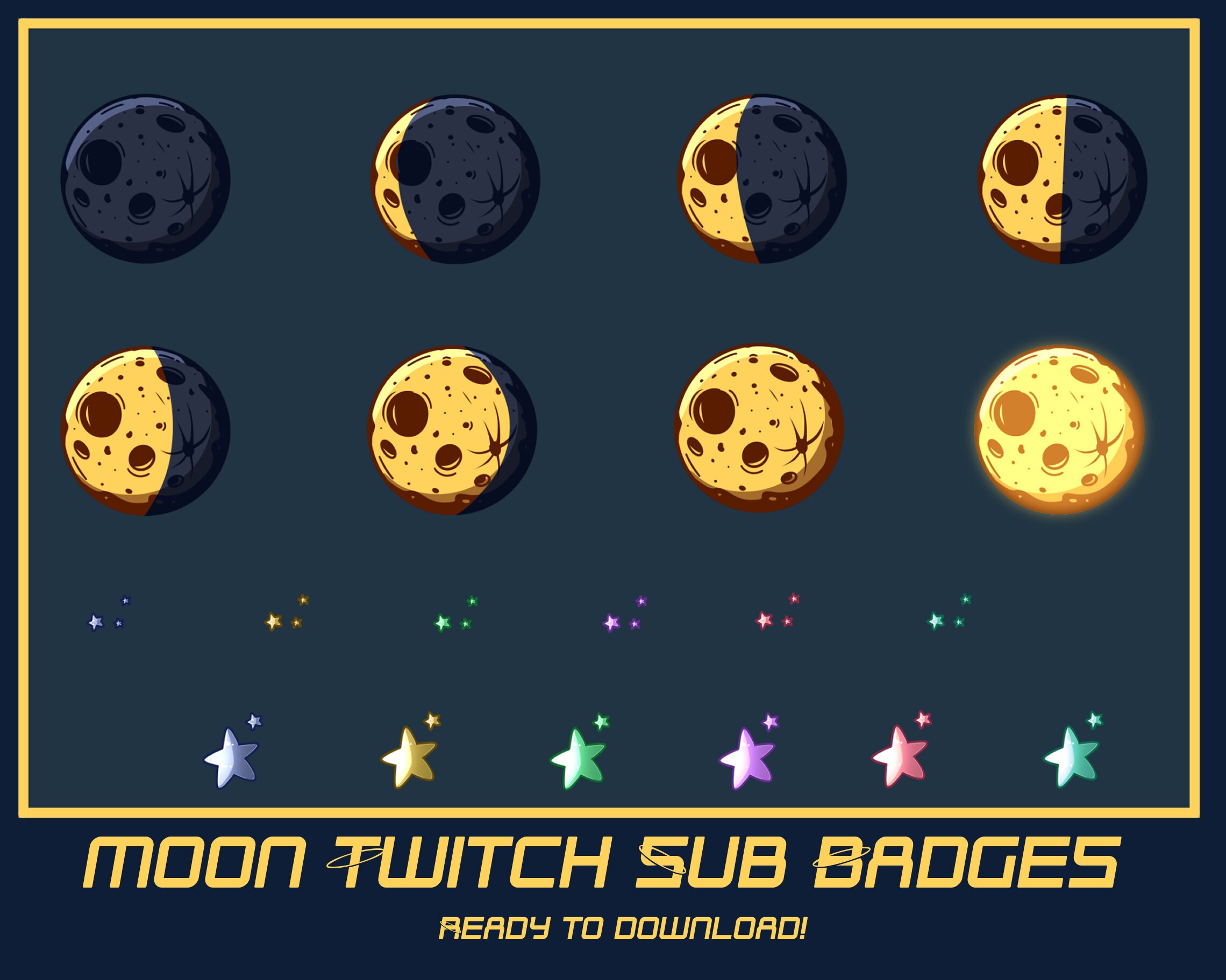 Cute Moon Cycle Twitch Sub Bit Badge Emotes - Etsy