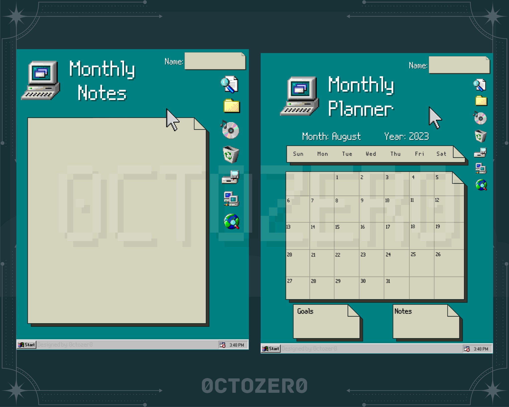 Windows 98 Aesthetic Retro Digital Calendar Planner Organizer - Etsy