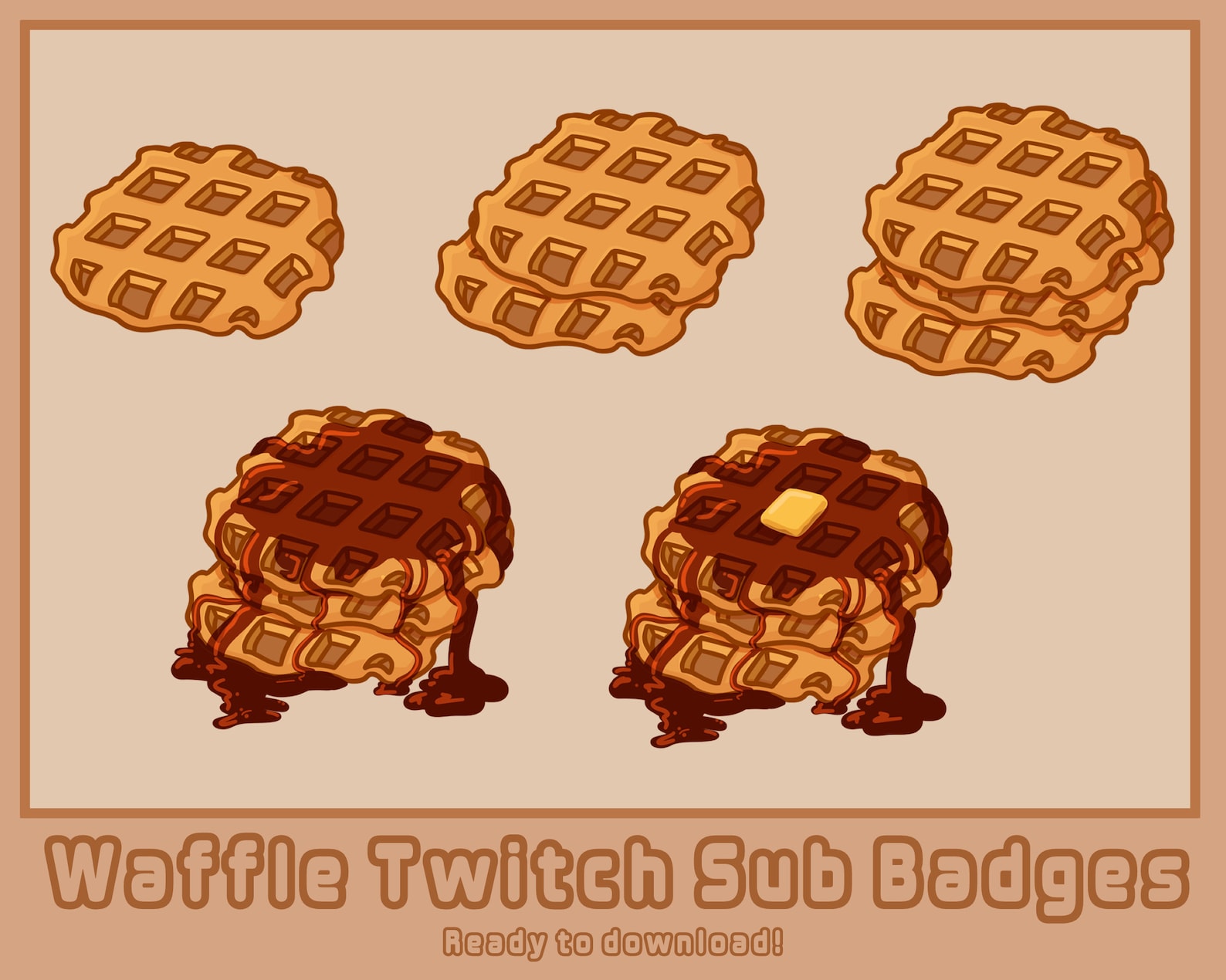 Cute Waffle Twitch Sub Bit Emote Badge - Etsy