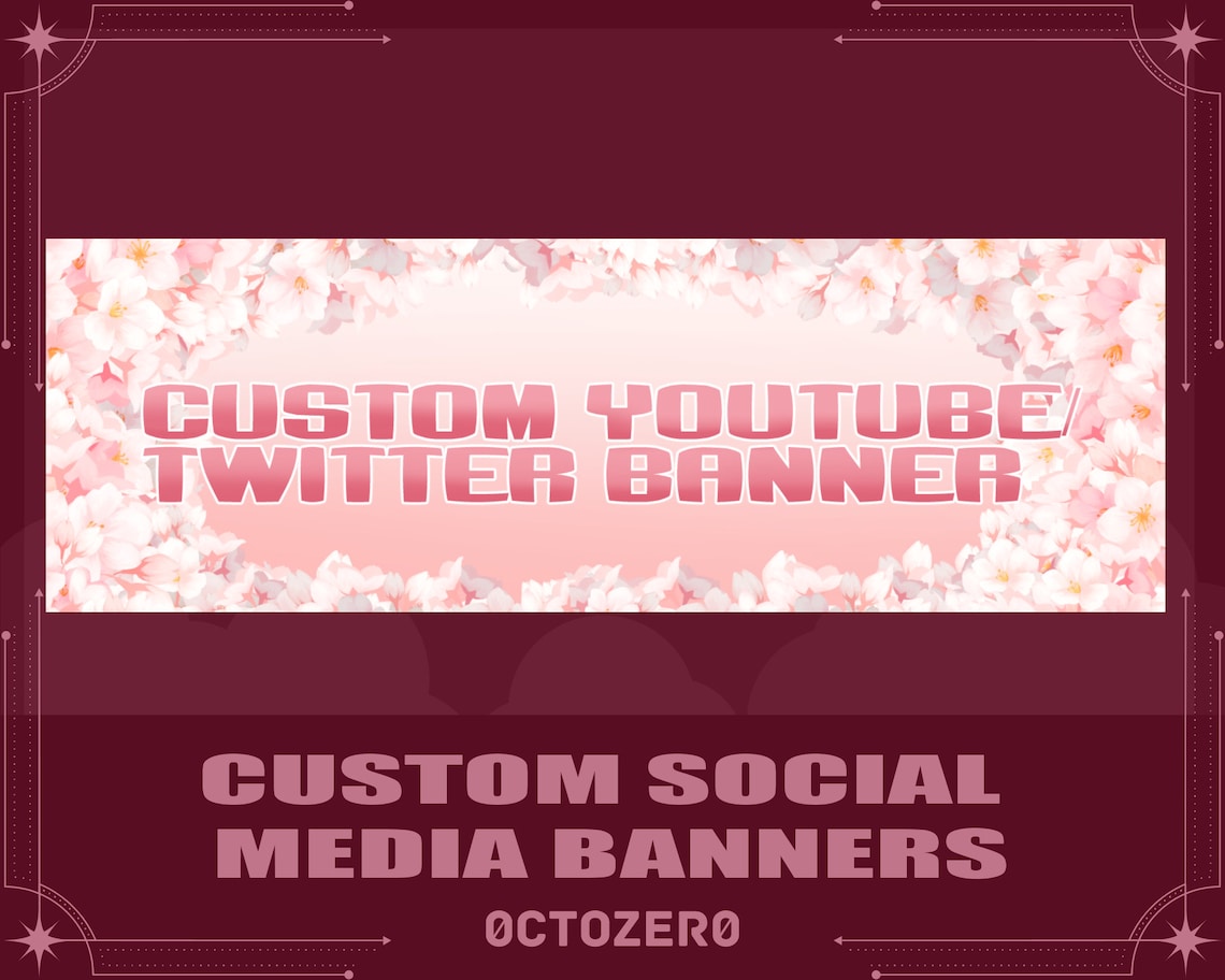 Cute Pastel Custom Sakura Social Media Banners for Youtube and Twitter ...