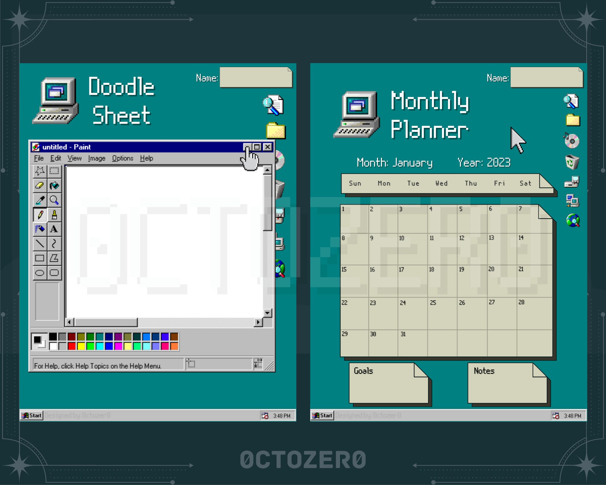 Windows 98 Aesthetic Retro Digital Calendar Planner Organizer - Etsy
