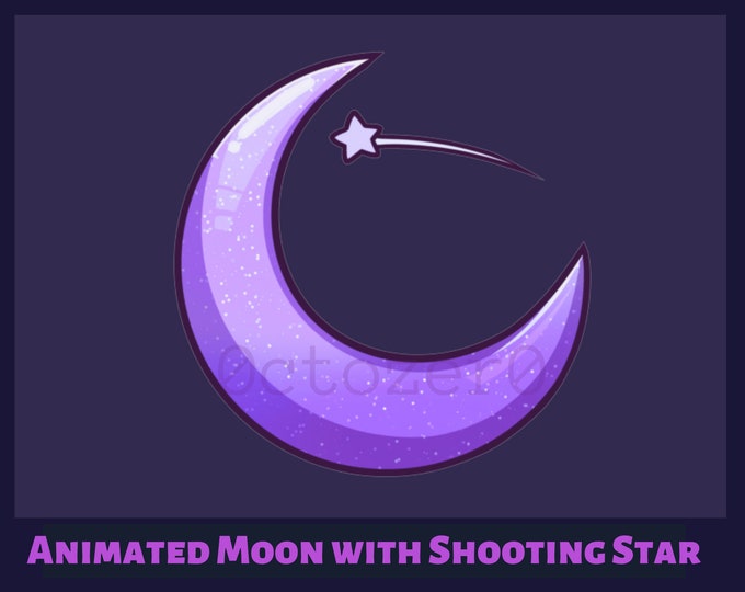 Cute Animated Moon With Shooting Star Purple Lunar Moon Twitch Alert ...