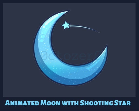 Cute Animated Moon With Shooting Star Blue Lunar Moon Twitch - Etsy