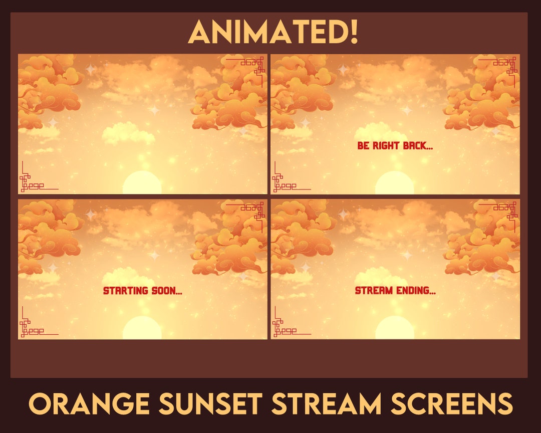 Cute Orange Sunset Twitch Stream Overlay Screens - Etsy