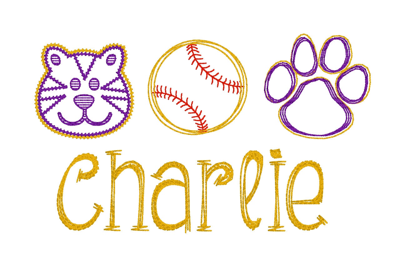 Baseball/softball Tiger Paw- Instant Download Machine Embroidery Design ...
