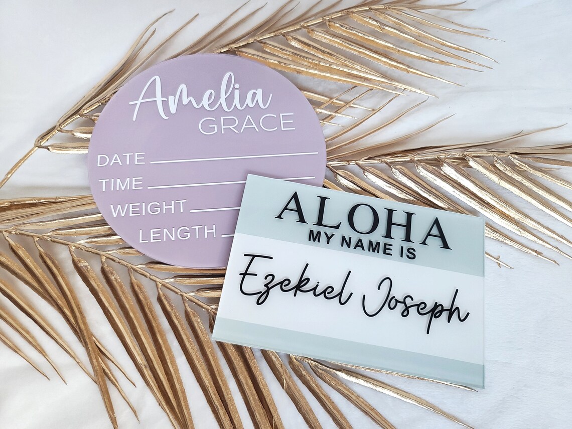 Aloha Name Sign Hello My Name is Sign Custom Baby Name Sign - Etsy