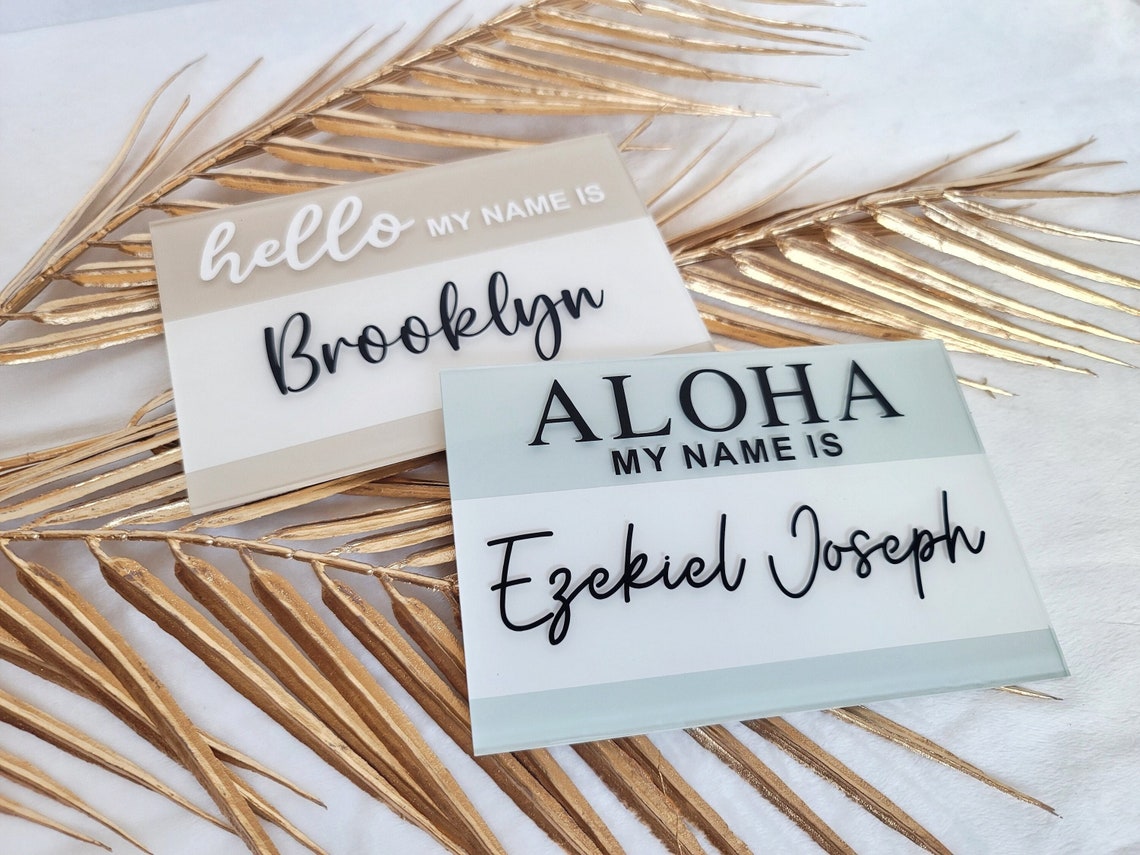 Painted Hello My Name is Sign Baby Name Sign for Twins Birth - Etsy