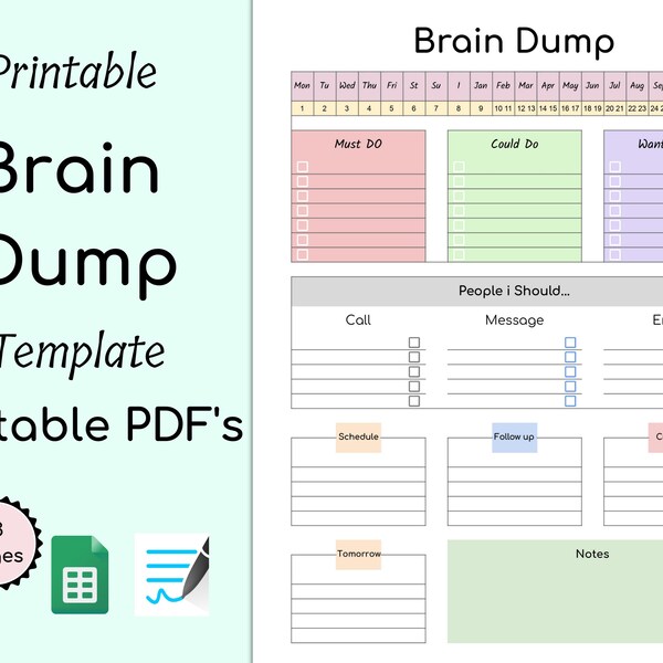 Brain Dump Template - Etsy