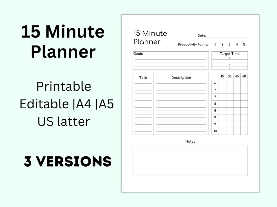 15 Minutes Planner Appointment Planner Printable Editable - Etsy