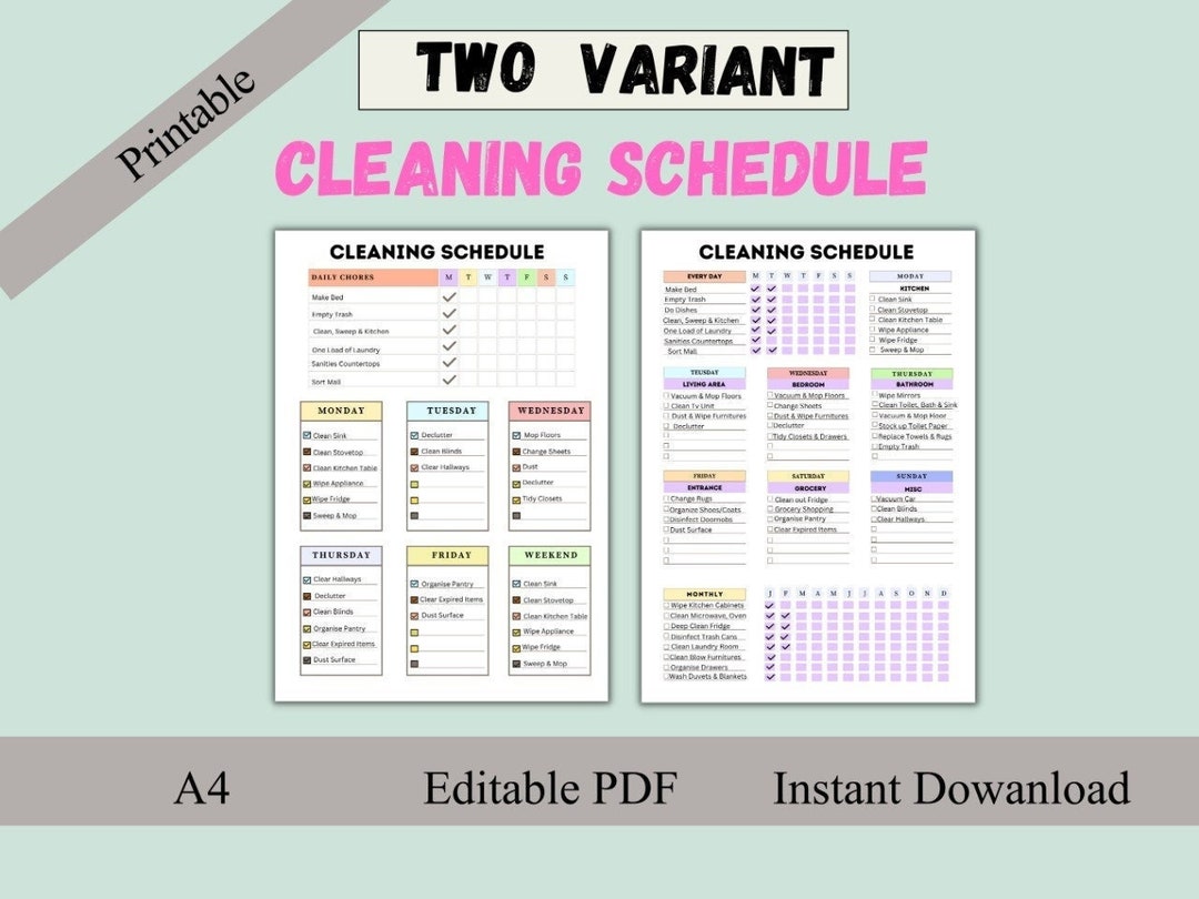 Printable Flylady Schedule Cleaning Planner Quarterly - Etsy