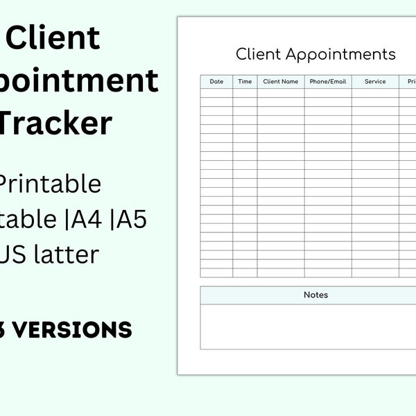 Client Daily Appointment Tracker - Etsy