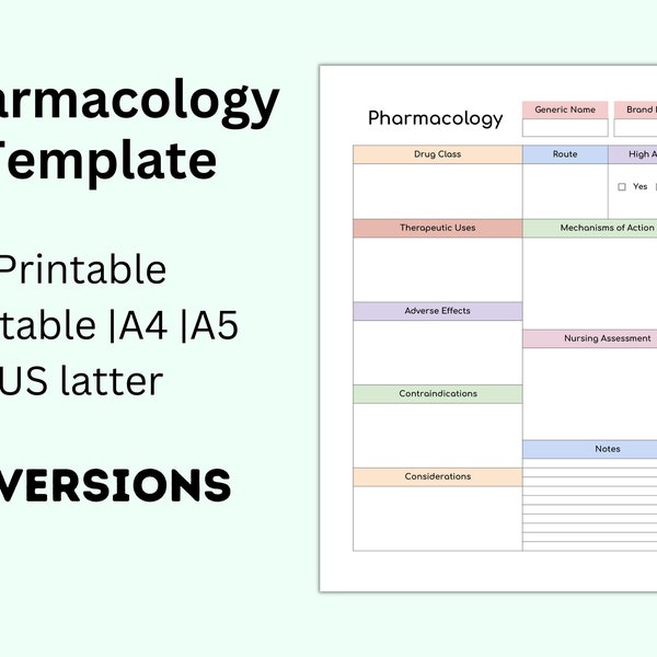 Printable Medication Flashcards Template - Etsy