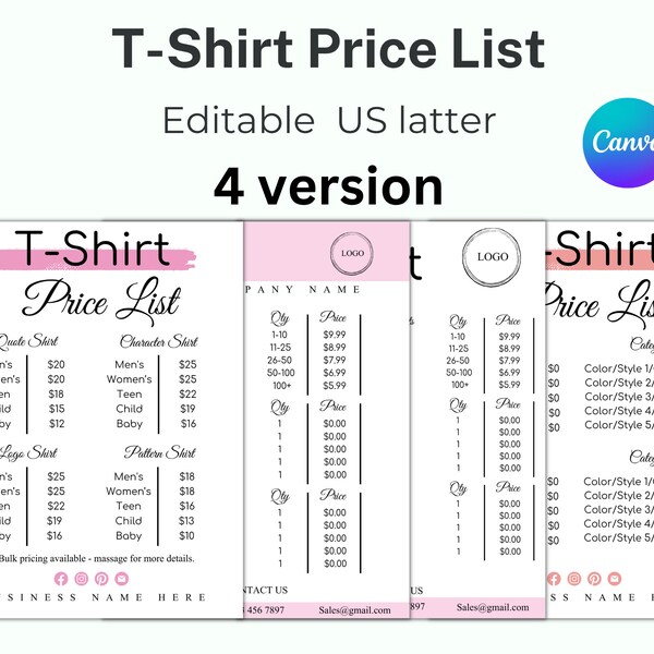 Sheet Price List - Etsy