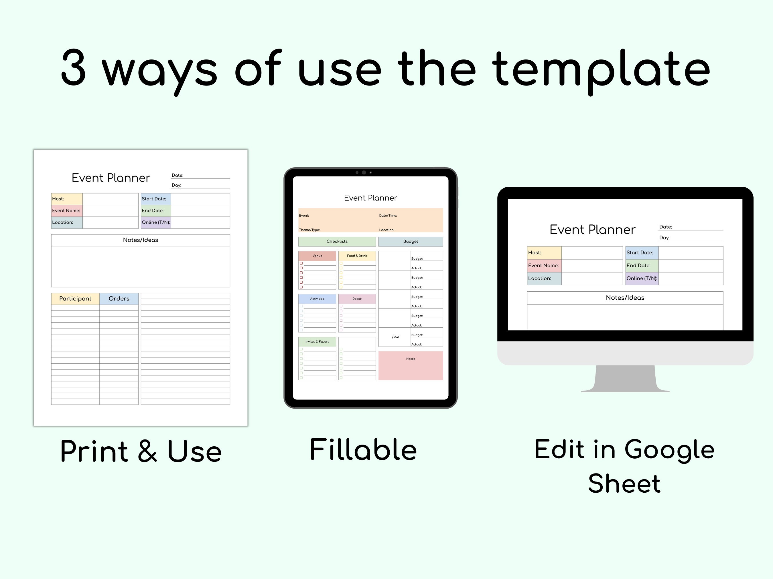 Printable Event Planner Template Editable Event Planning Etsy