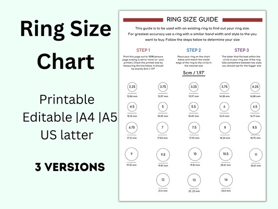 Ring Size Guide Printable Ring Sizer Find Your Ring Size
