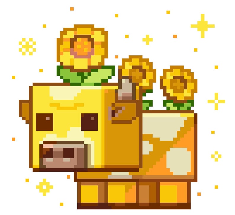 Minecraft Moobloom Cross Stitch Embroidery Pattern - PDF Only - Etsy