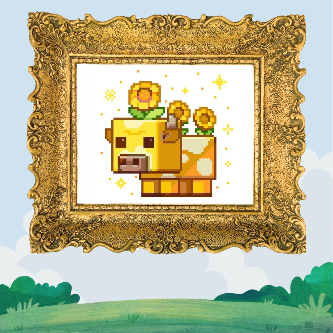 Minecraft Moobloom Cross Stitch Embroidery Pattern - PDF Only - Etsy