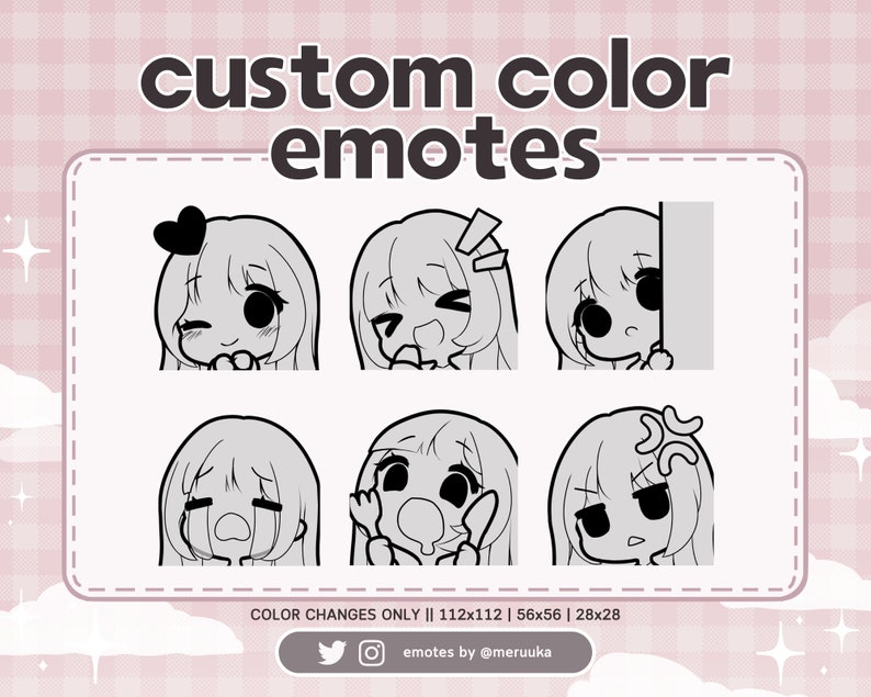 Custom Color Twitch Emotes / Custom Colour / Cute Chibi Girl / Premade ...