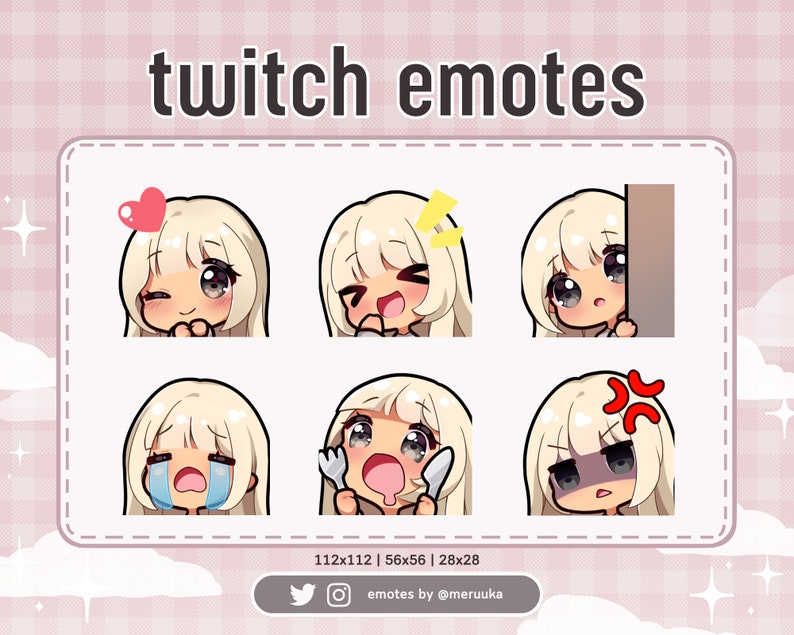 Twitch Emotes / Cute Chibi Girl / Blonde Hair With Bangs / Black Eyes ...