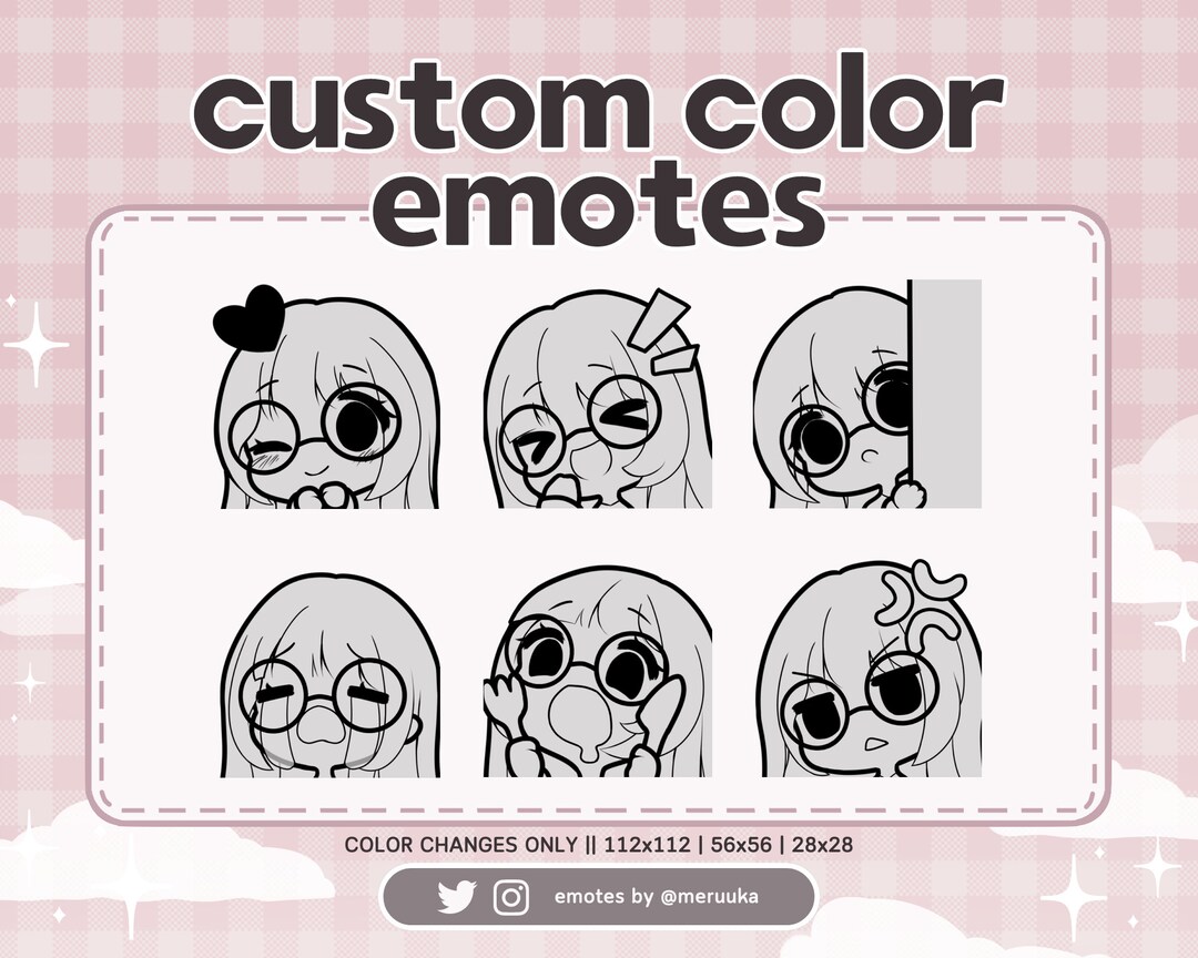Custom Color Twitch Emotes With Glasses Custom Colour Cute Chibi