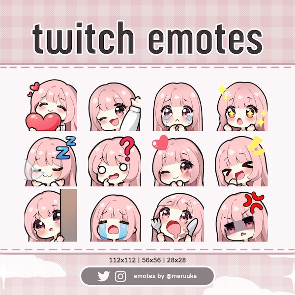 Twitch Pink Hair Emotes - Etsy