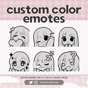 Custom Color Twitch Emotes / Custom Colour / Cute Chibi Girl / Premade ...