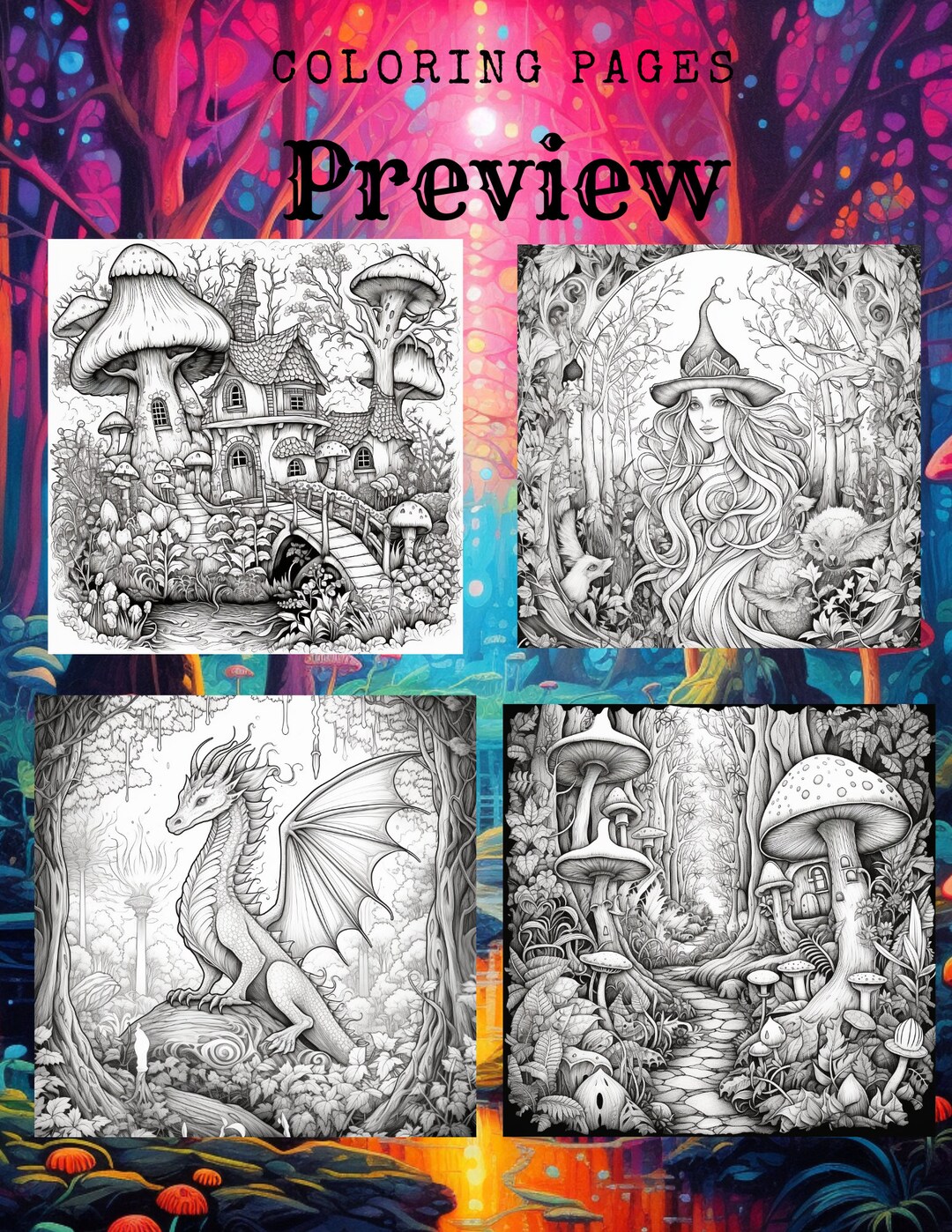 Magical Forest Coloring Pages - Etsy Australia