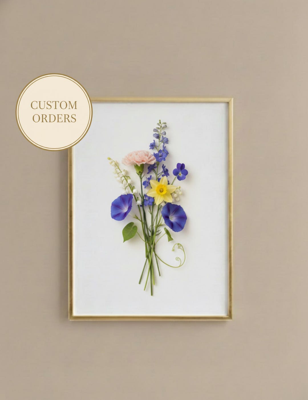 Photo-realistic Birth Flower Art Print, Customizable Floral Bouquet ...