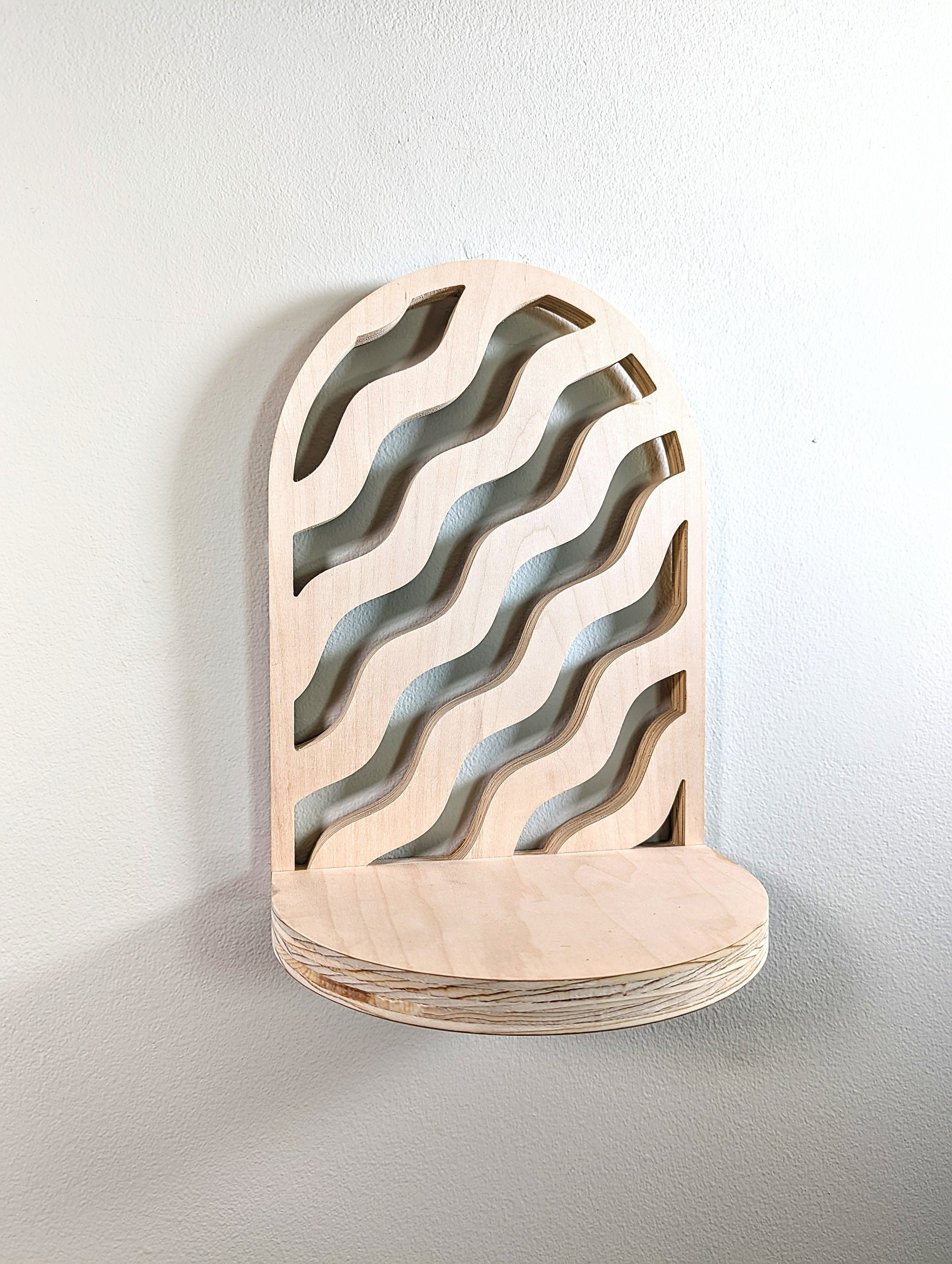 Wavy Floating Shelf Groovy Mid Century Funky Wall Organizer Aesthetic ...