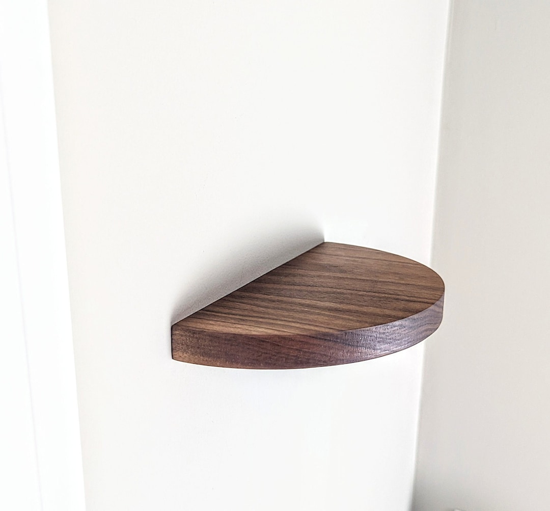 Walnut & Maple Half-moon Floating Shelf: Modern Wall Decor - Etsy