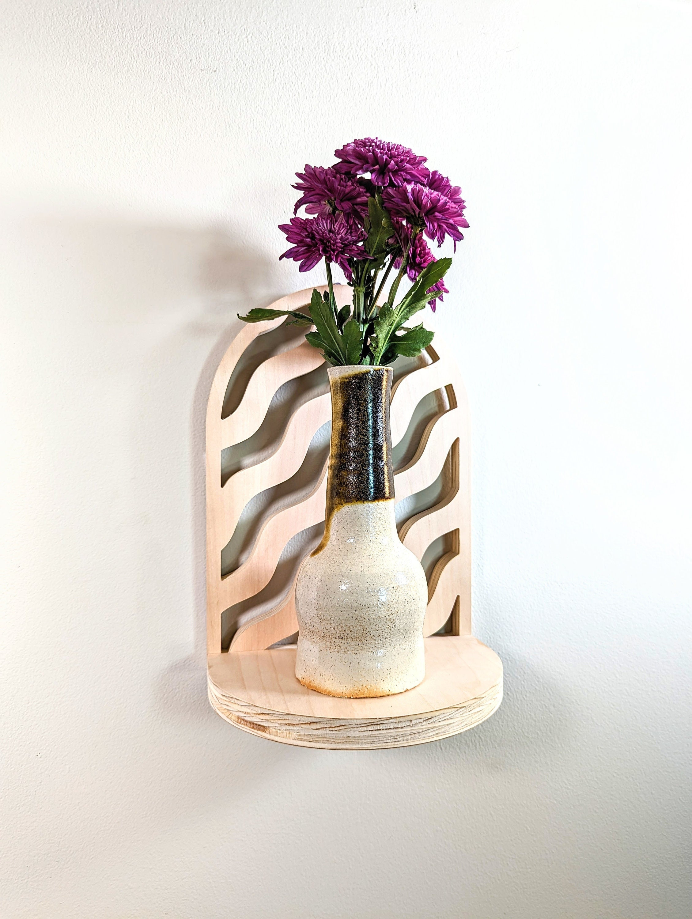 Wavy Floating Shelf Groovy Mid Century Funky Wall Organizer Aesthetic ...