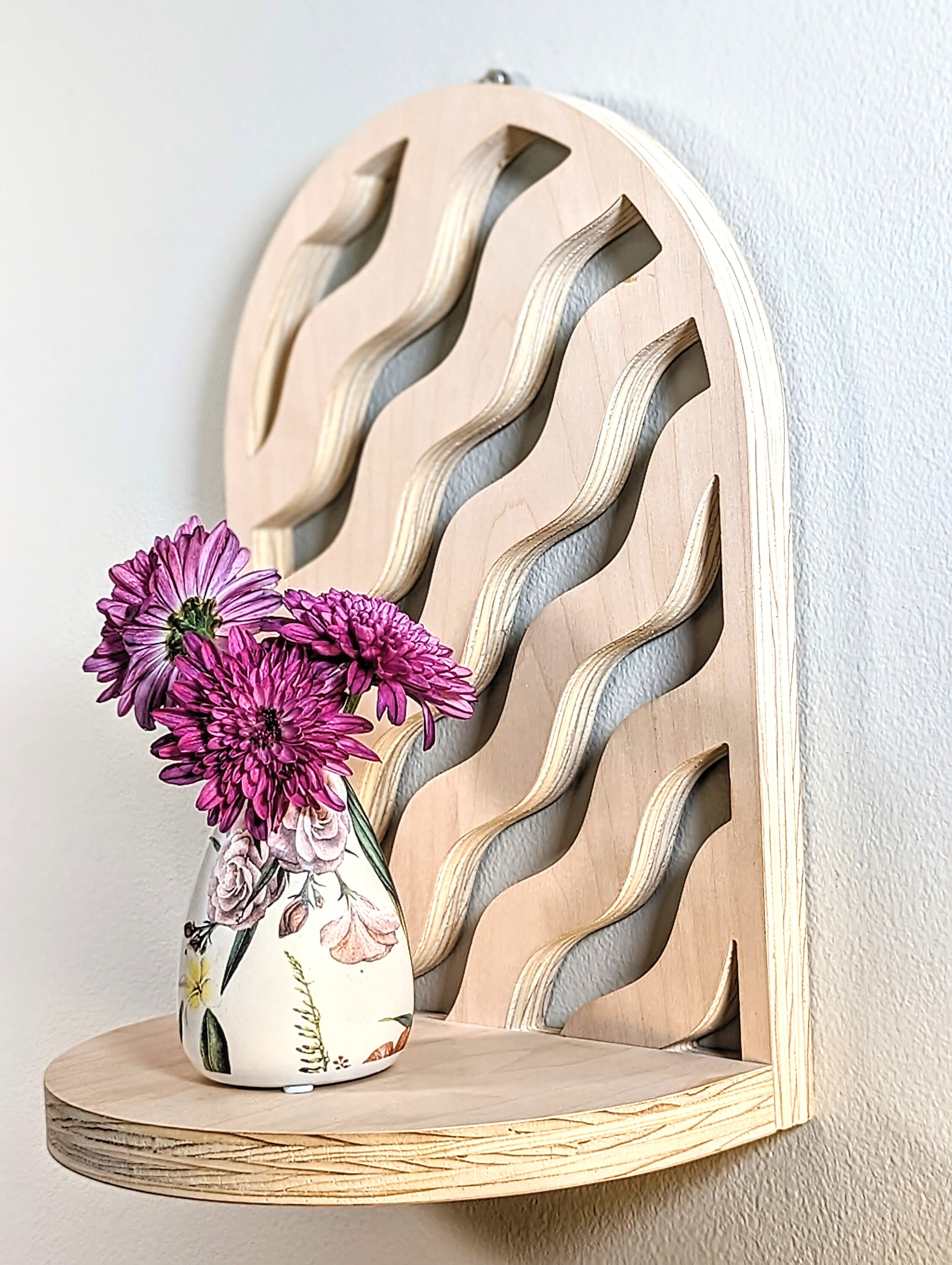 Wavy Floating Shelf Groovy Mid Century Funky Wall Organizer Aesthetic ...