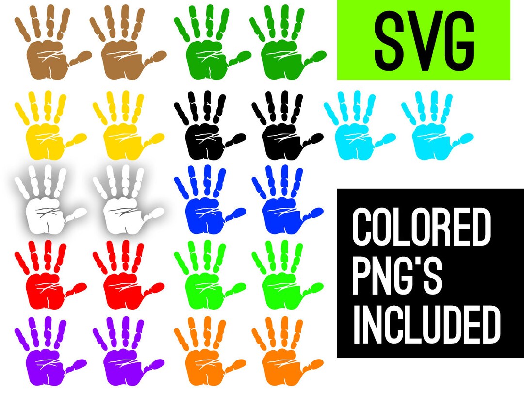 2 Childrens Hand Prints Svg's + 22 Colored Png's | Artpush - Etsy