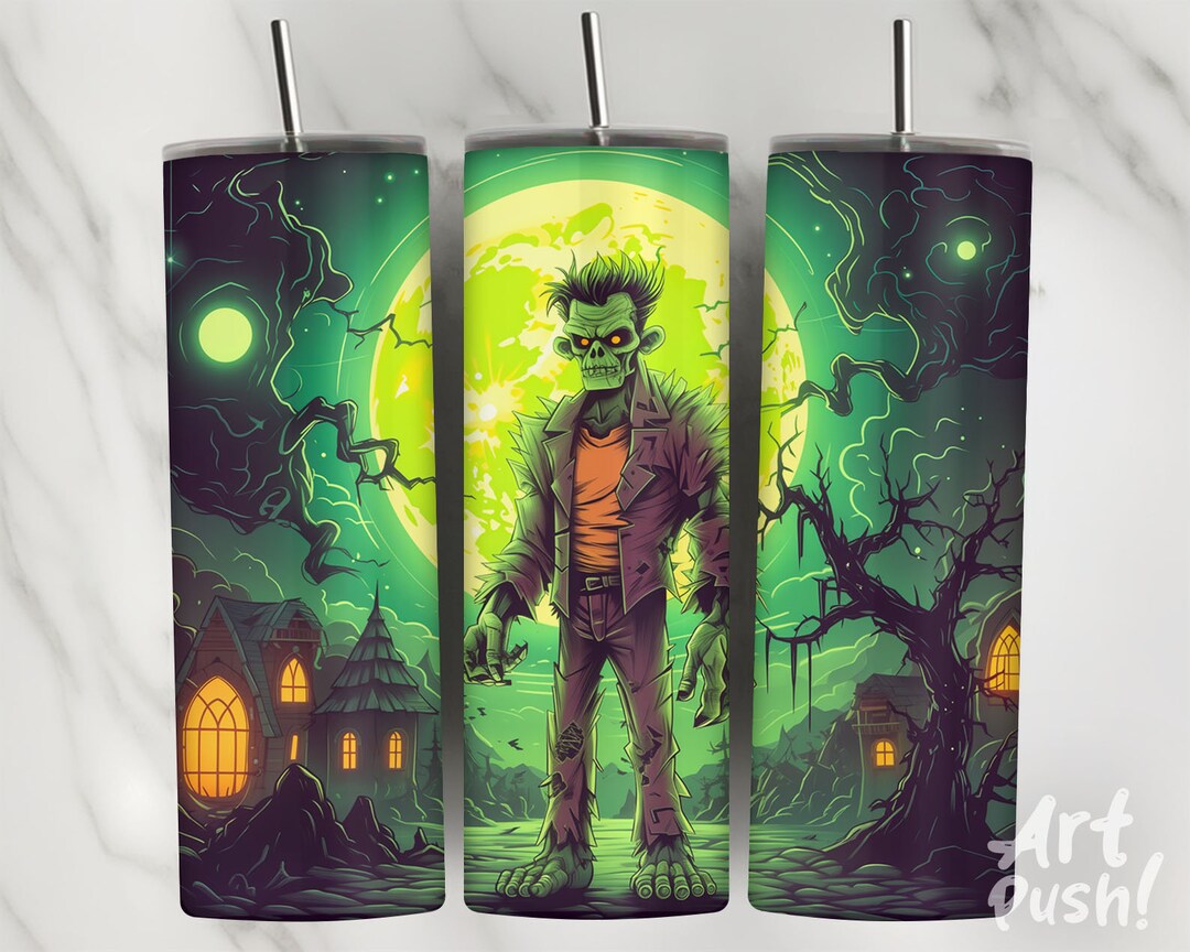 Frankenstein Halloween Wrap, 20oz Skinny Tumbler Wrap, Straight and ...