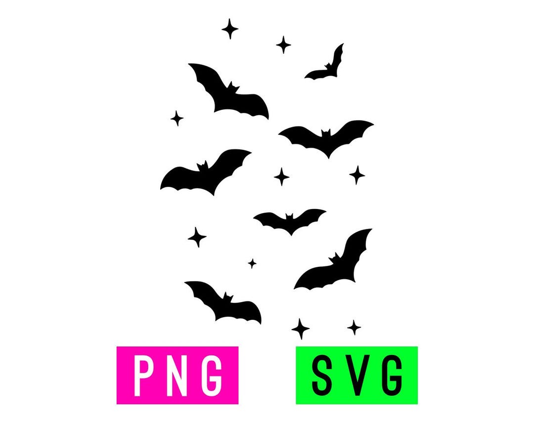 Bats and Stars Halloween Design SVG + PNG | Artpush - Etsy