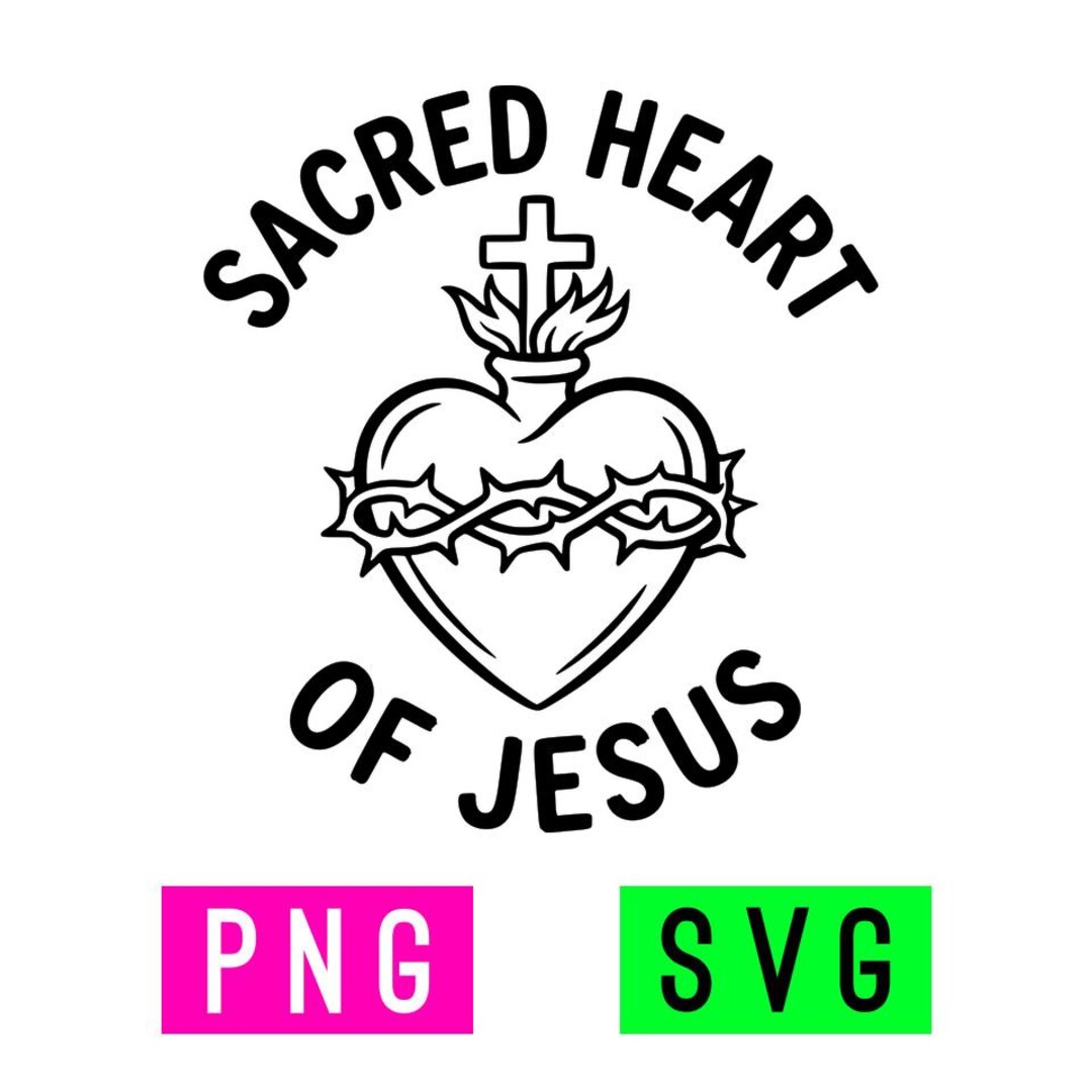 Sacred Heart of Jesus (black/white) SVG + PNG | Artpush - Etsy
