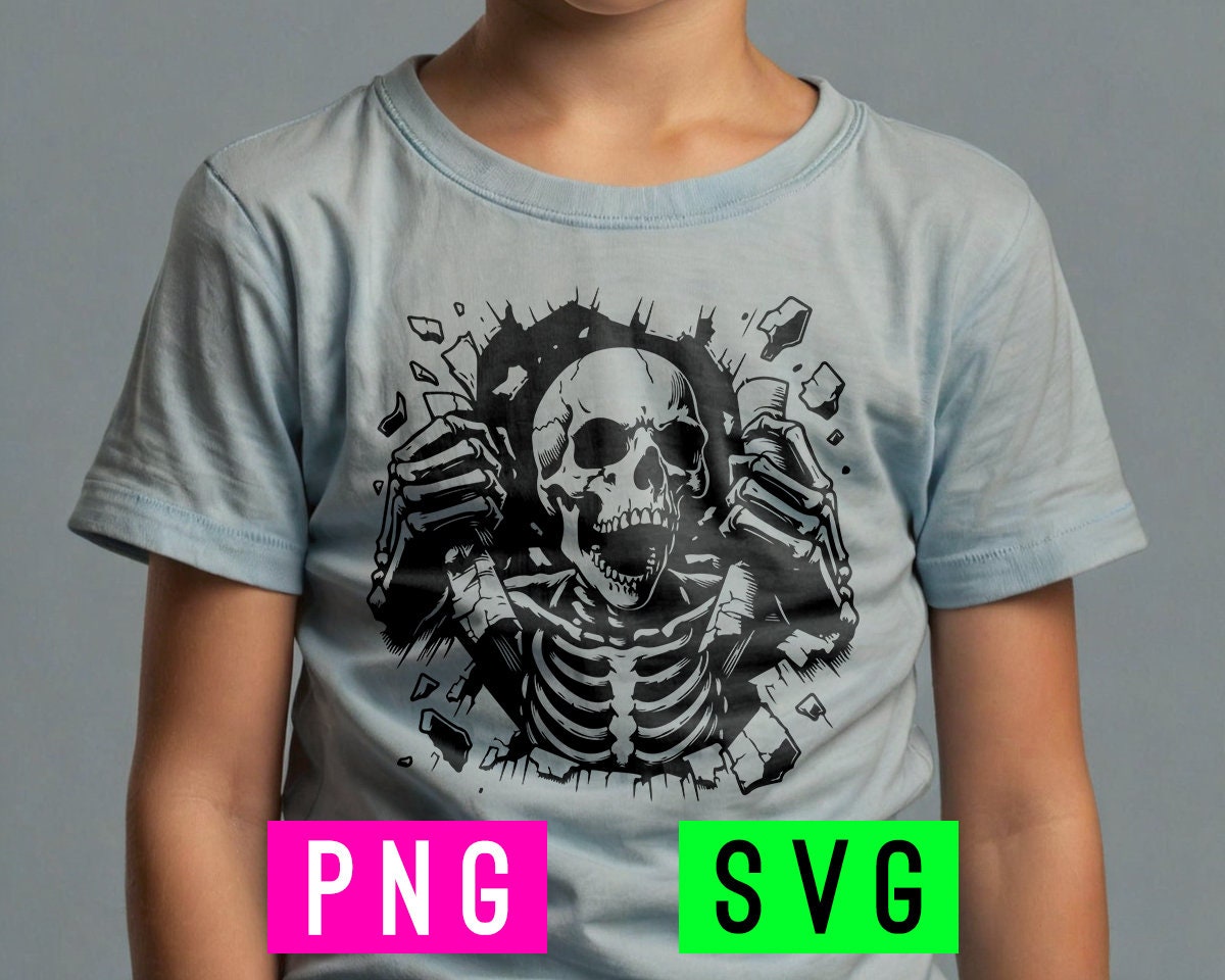 Skeleton Busting Through Wall SVG + PNG | Artpush - Etsy