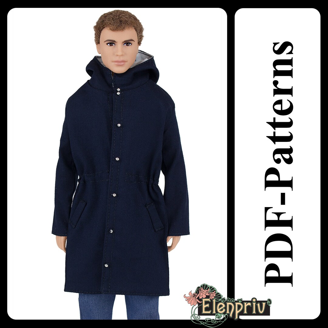 PDF Pattern Raincoat for Ken Fashionista Dolls Doll With Collar or Hood ...