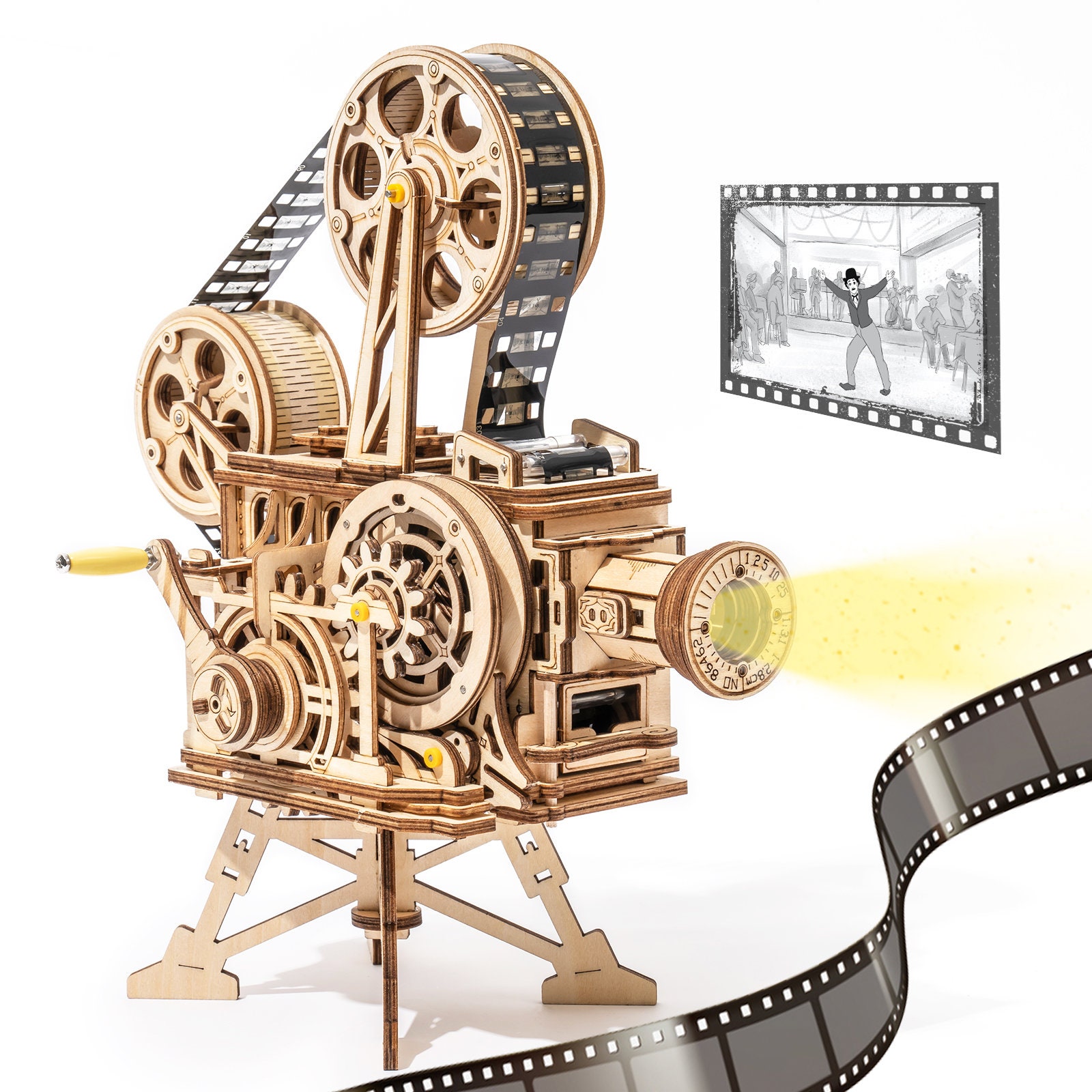 DIY 3D Hand Crank Film Projector Wooden Building Assembly Kit Toy - Etsy