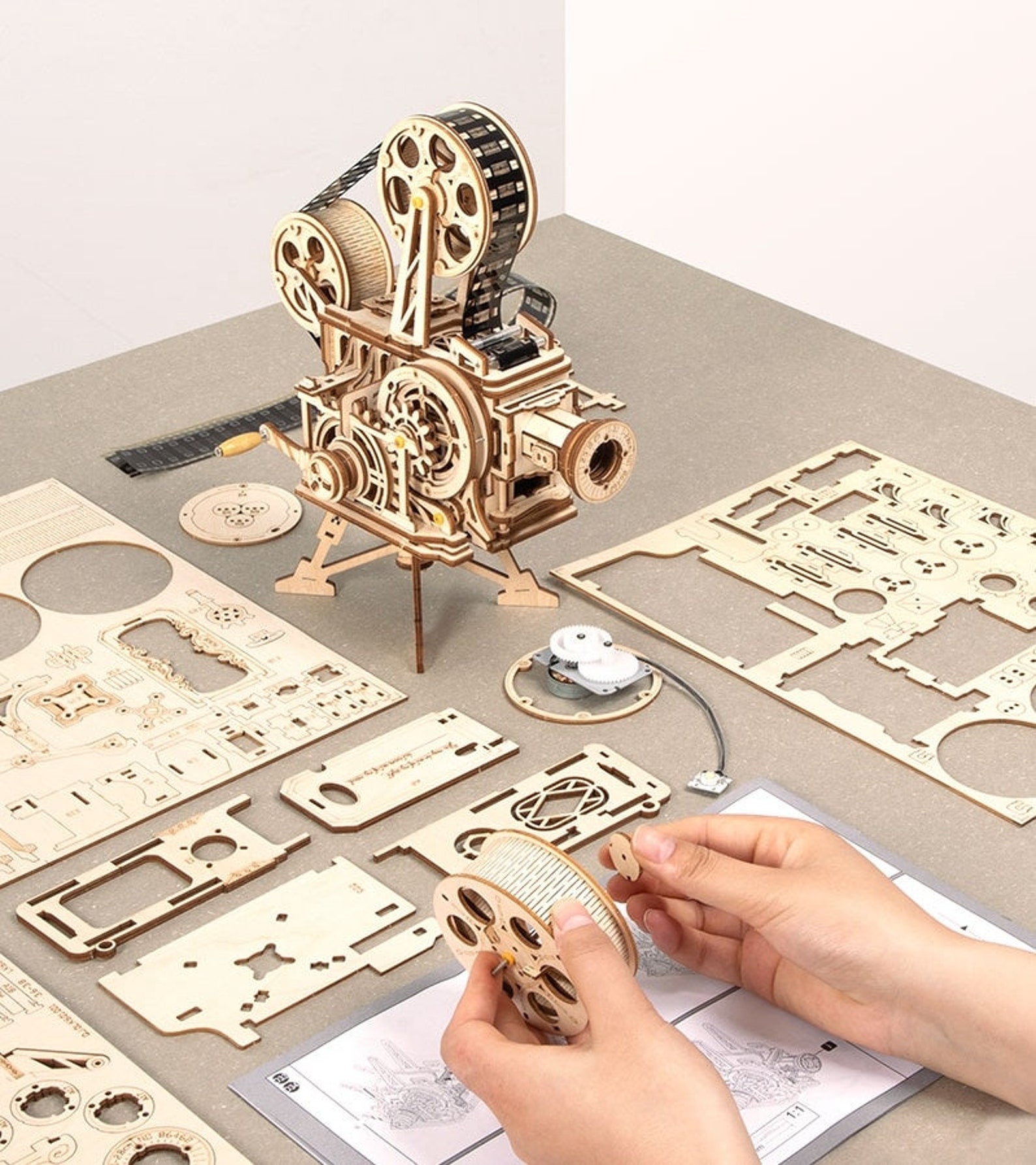 DIY 3D Hand Crank Film Projector Wooden Building Assembly Kit Toy - Etsy