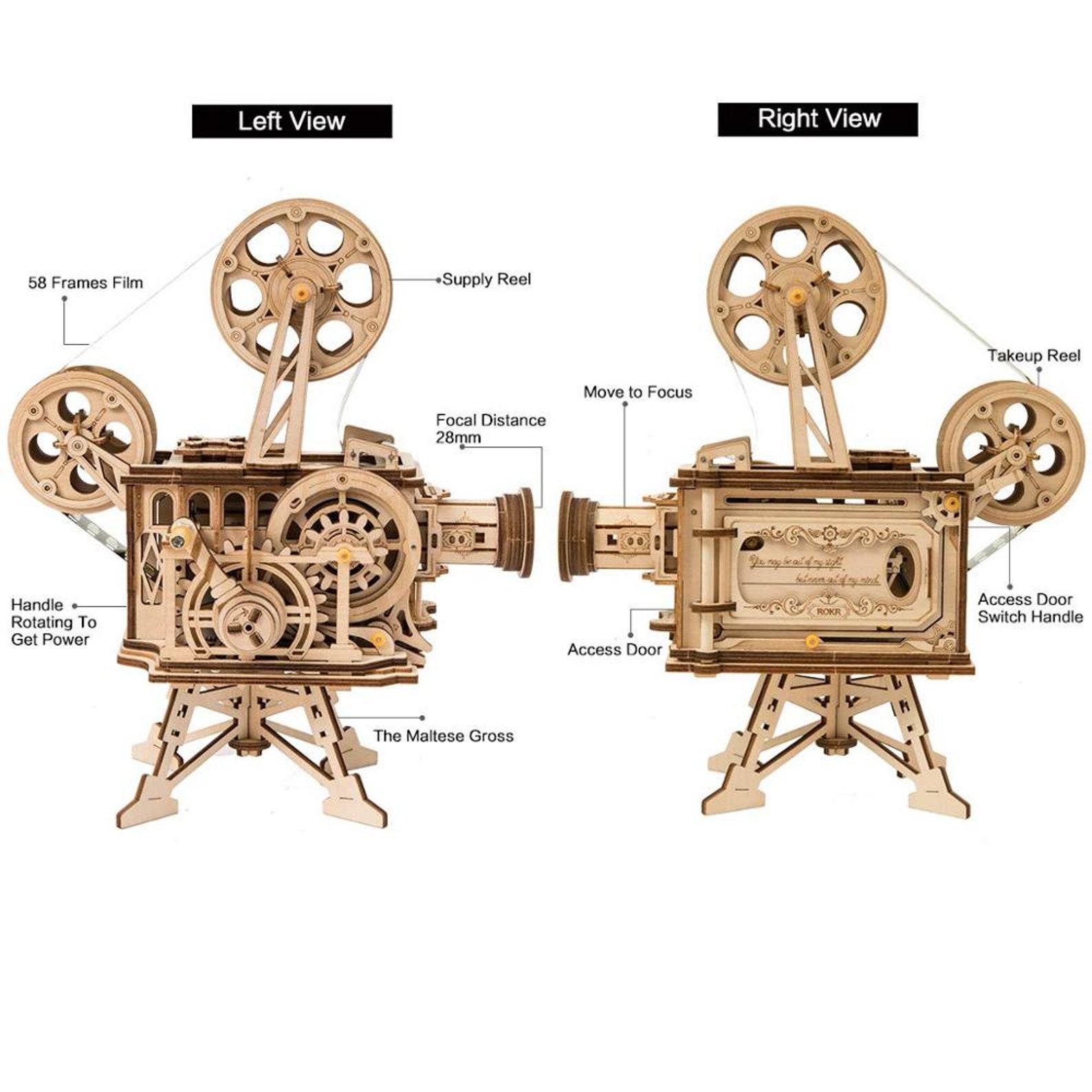 DIY 3D Hand Crank Film Projector Wooden Building Assembly Kit Toy - Etsy