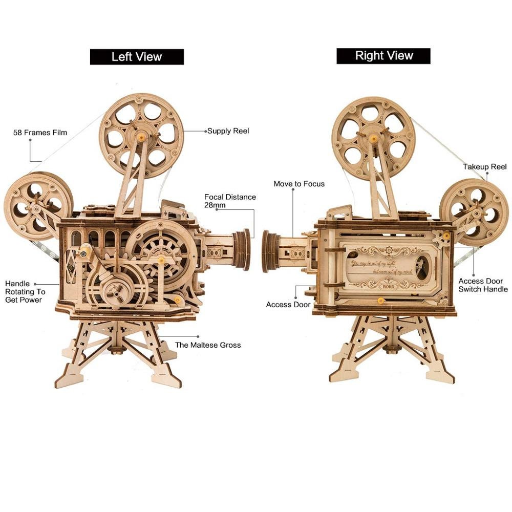 DIY 3D Hand Crank Film Projector Wooden Building Assembly Kit Toy - Etsy