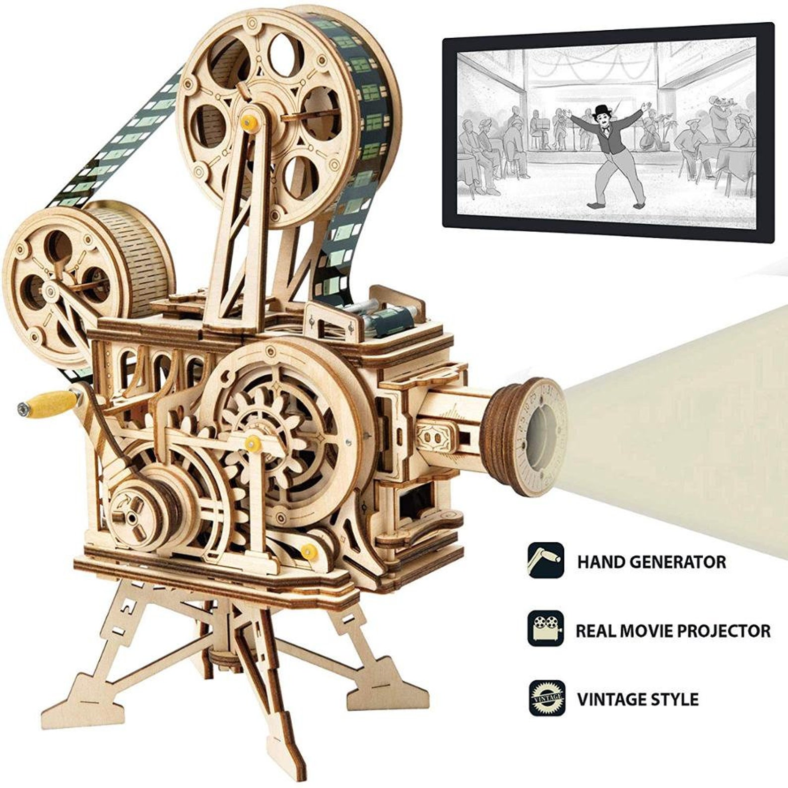DIY 3D Hand Crank Film Projector Wooden Building Assembly Kit Toy - Etsy