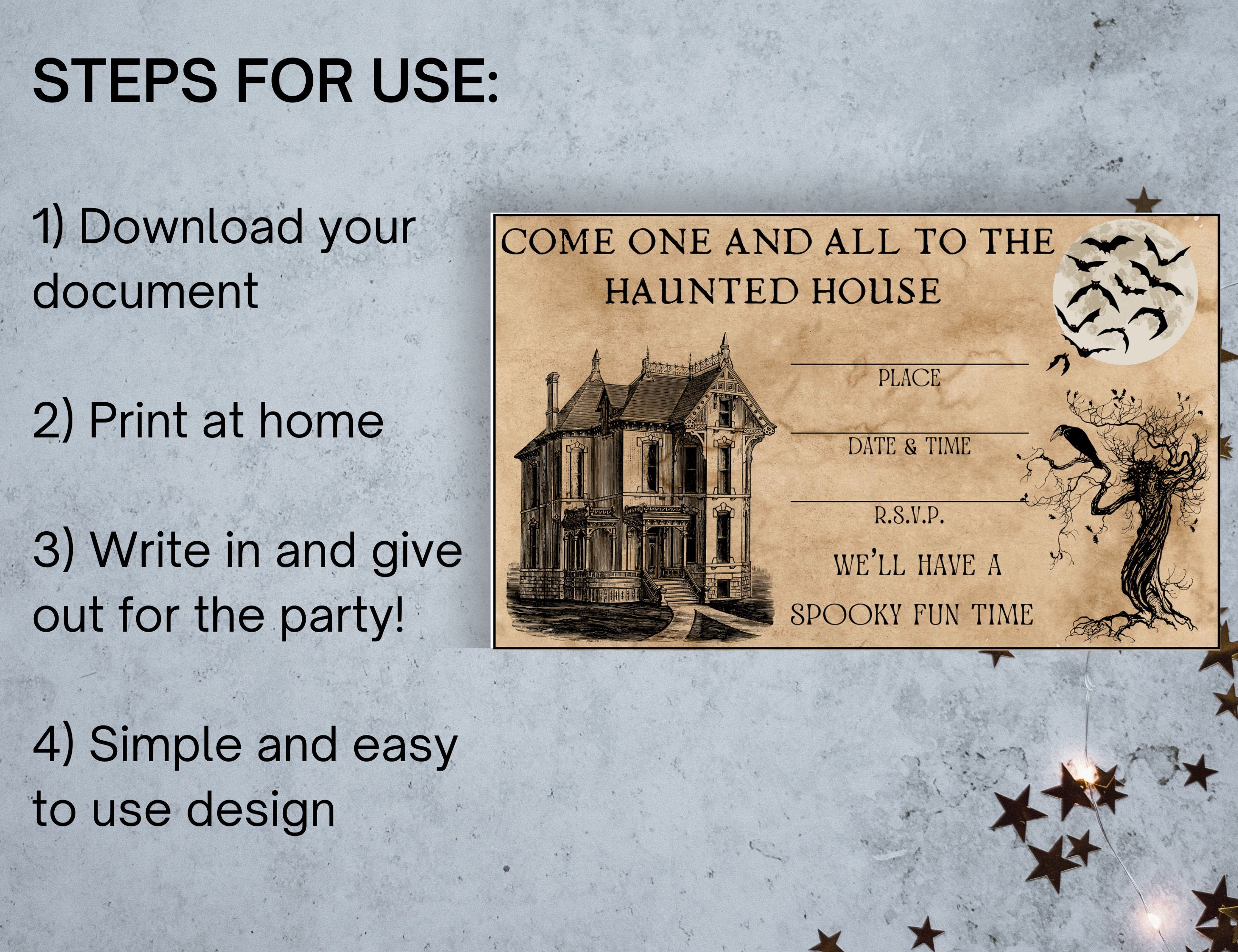 Vintage Halloween Printable Invitation Haunted House Invite - Etsy