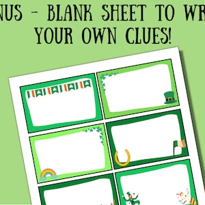 Indoor St Patricks Day Scavenger Hunt Game, Treasure Hunt Clues ...