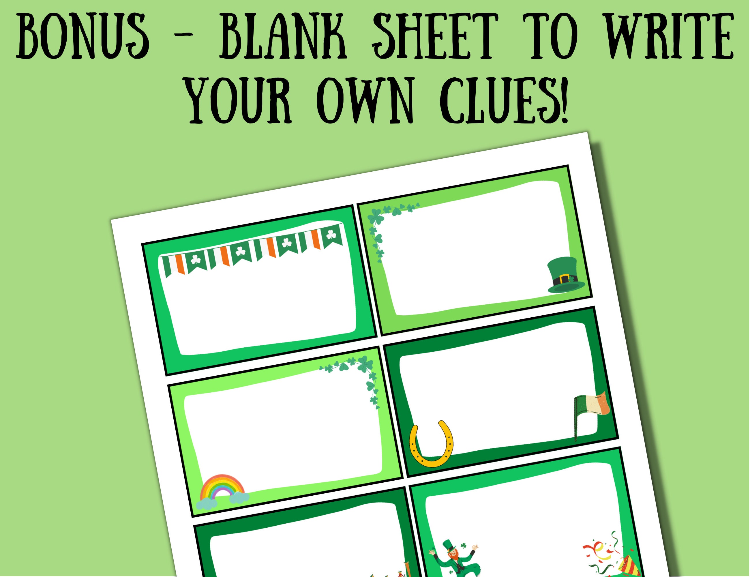 Indoor St Patricks Day Scavenger Hunt Game, Treasure Hunt Clues ...