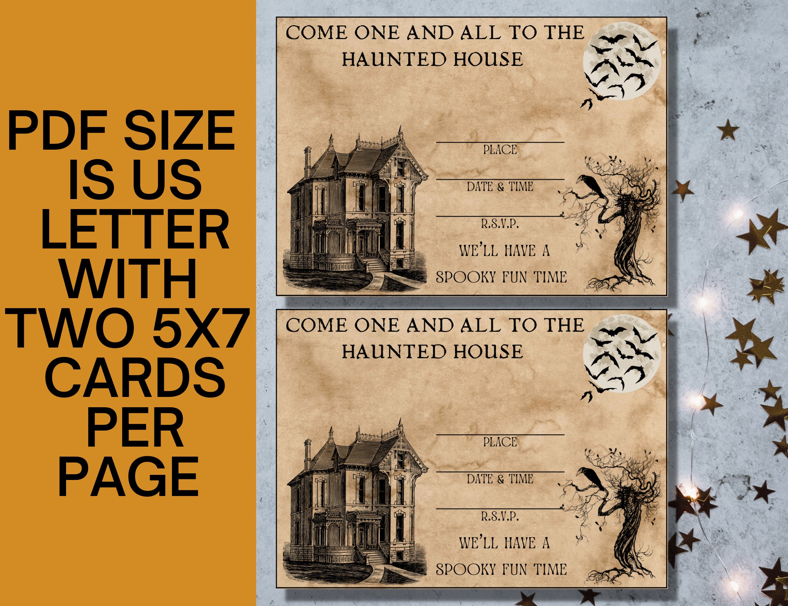 Vintage Halloween Printable Invitation Haunted House Invite - Etsy