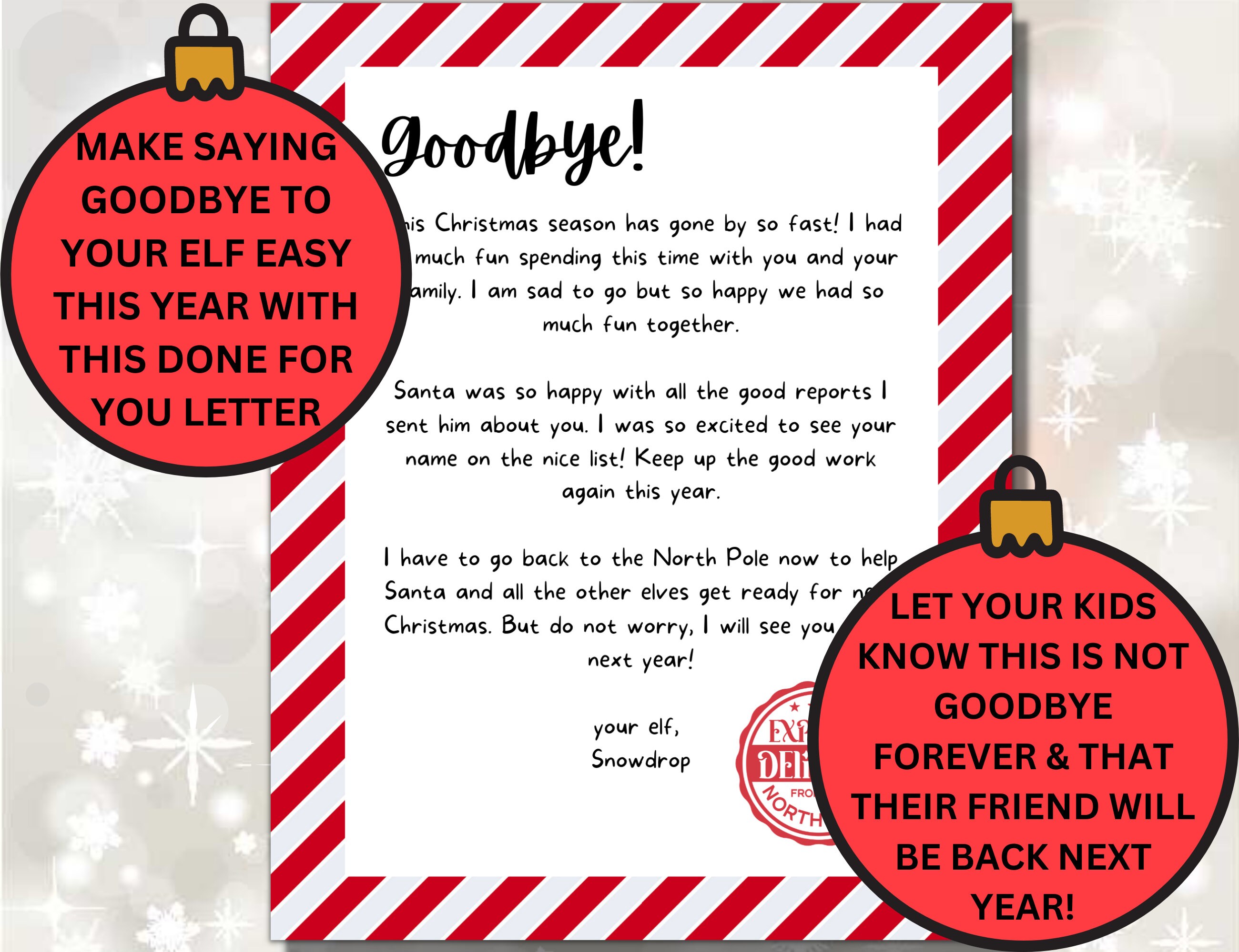 Editable Christmas Elf Return and Goodbye Letters, Letters From Elf ...