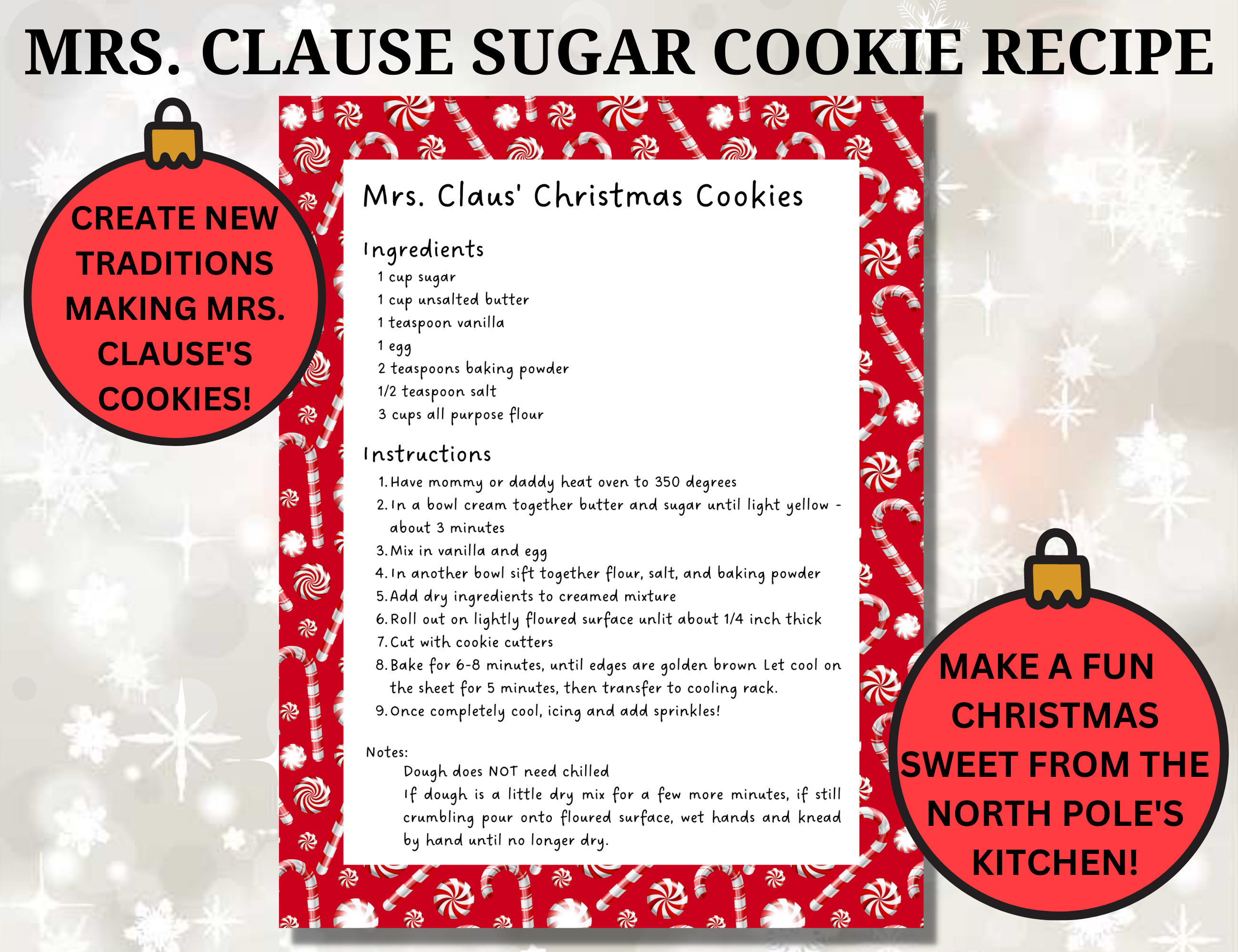 Letter From Mrs Claus, A4 Size, Sugar Cookie Recipe, Hot Chocolate ...